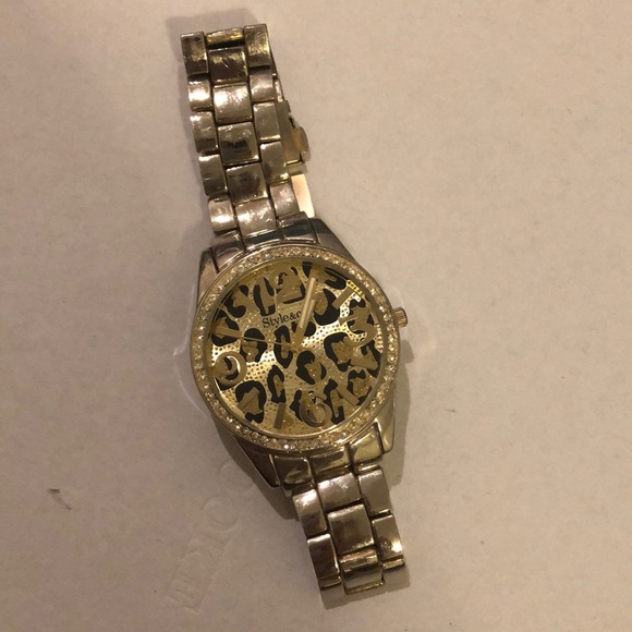 Style & Co. | Accessories | Gold Leopard Print Watch | Poshmark